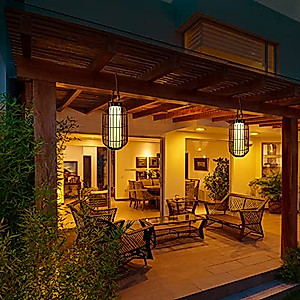 baterysu Large Outdoor Solar Lanterns Hanging Light Waterproof LED Garden Lights solar powered Retro Metal Auto On Off Table Lamp for Garden Patio Porch Lawn Pathway Walkway Tabletop Decorative(Black)