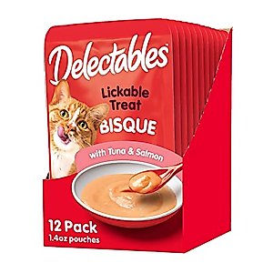 Hartz Delectables Bisque Tuna & Salmon Lickable Wet Cat Treats, 12 Count