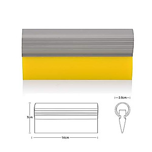 Gomake 5.5 Inch Length Yellow Rubber Vinyl Window Squeegee Water Wiper Glass Scraper with Non-Slip Handle, Pack of 2