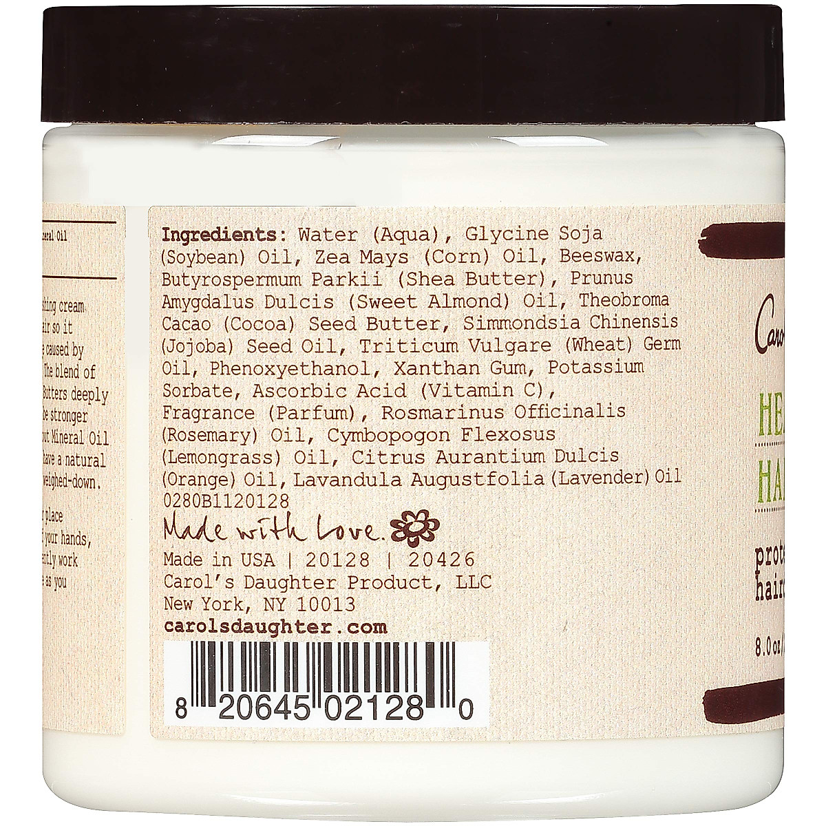 Carol’s Daughter Healthy Hair Butter Protective Cream Hairdress Curl Cream with 7 Essential Oils Shea Butter and Cocoa Butter 8 Ounce for Dry Hair and Scalp, 8 oz