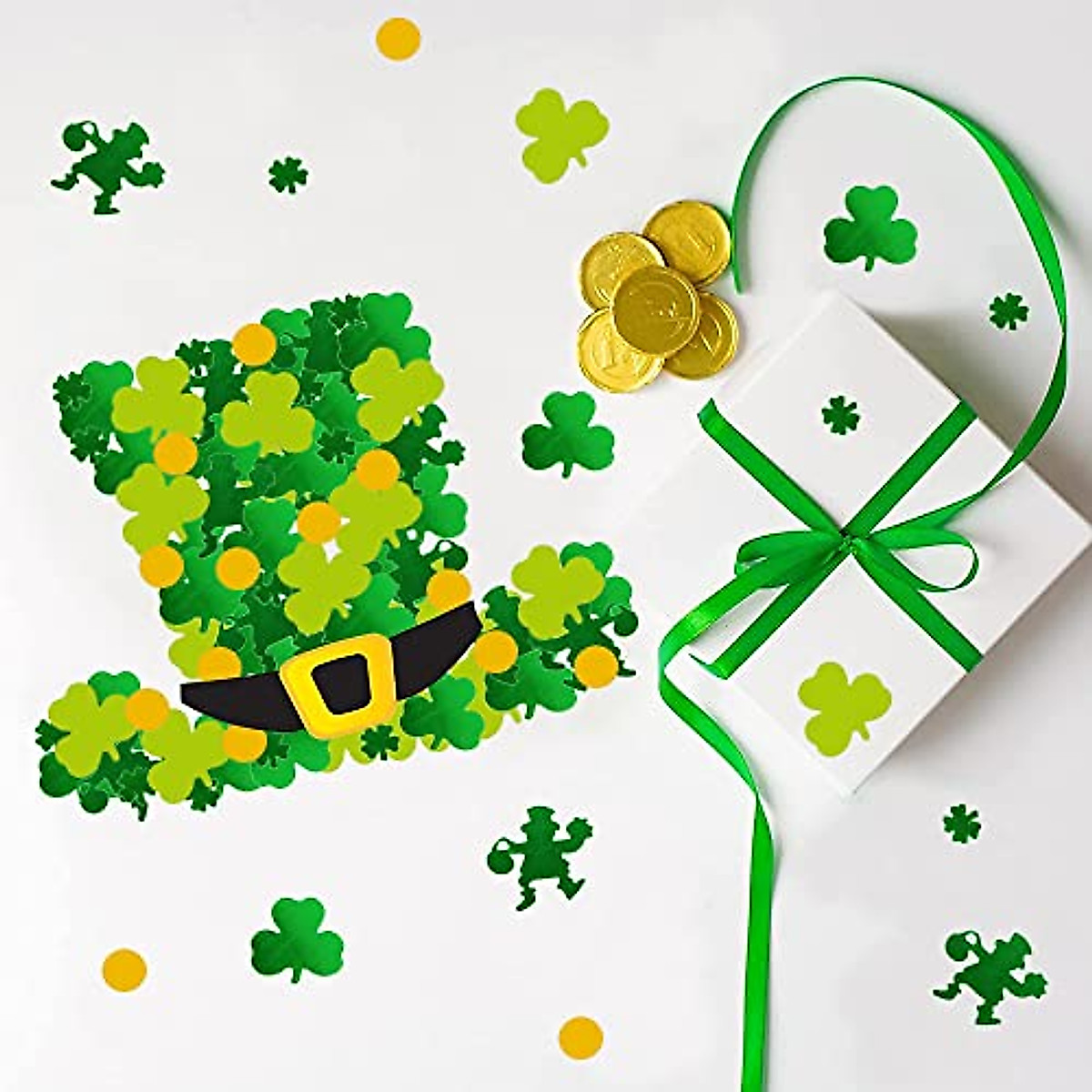 DIYDEC St Patrick's Day Table Confetti, Shamrock Irish Lucky Clover Sequins Foil Table Confetti Decoration for St Patrick's Day Party Supplies
