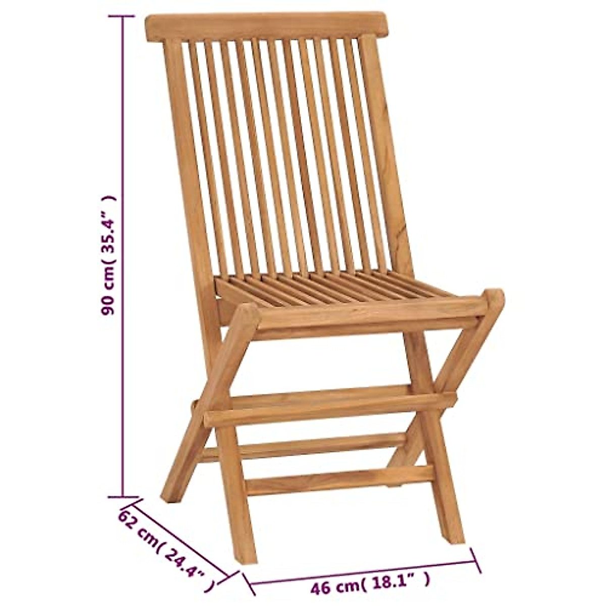vidaXL 4X Solid Teak Wood Folding Patio Chairs Outdoor Garden Terrace Yard Wooden Seat Sitting Foldable Dining Dinner Chair Furniture