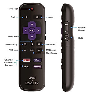 OEM Replacement Remote Control Compatible with All JVC HDR Roku Smart LED TVs 【Only Works with JVC Roku TV, Not for Roku Stick and Roku Box】 (Netflix/Disney Plus/Apple TV+ / HBO Max)