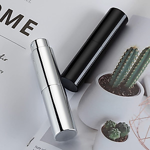 LISAPACK 8ML Atomizer Perfume Spray Bottle for Travel (2 Pack), Empty Cologne Dispenser, Portable Sprayer (Glossy Black&Silver)