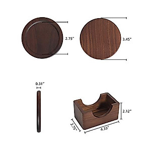 Walnut Dark Wood Coaster, 6-Piece Coaster Set, Holder Included, Wood Coasters,Coffee Coaster, Beer Coaster