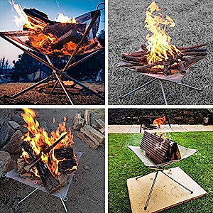 22" Portable Outdoor Fire Pit Collapsible Stainless Steel Mesh Fire Pit Collapsible Fireplace Portable Outdoor Fire Burning Table Camping Fire Grill Stainless Steel Campfire Grill Outdoor Wood Burning