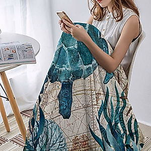 Singingin Ultra Soft Flannel Fleece Bed Blanket Sea Turtle Ocean Animal Landscape Throw Blanket All Season Warm Fuzzy Light Weight Cozy Plush Blankets for Living Room/Bedroom 40 x 50 inches