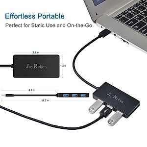 USB 3.0 Hub, JoyReken Ultra Slim 4-Port USB 3.0 Data Hub Portable Super Speed for MacBook, Mac Pro/Mini, iMac, XPS, Surface Pro, Notebook, PC, USB Flash Drives, Mobile HDD, and More[Upgraded]