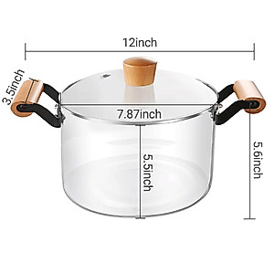 Glass Pot,3.5L(3.69 Quart) Glass Simmer Pot with Lid,Transparent Crock Pot,Heat Resistant Handles,Safe Borosilicate Glass