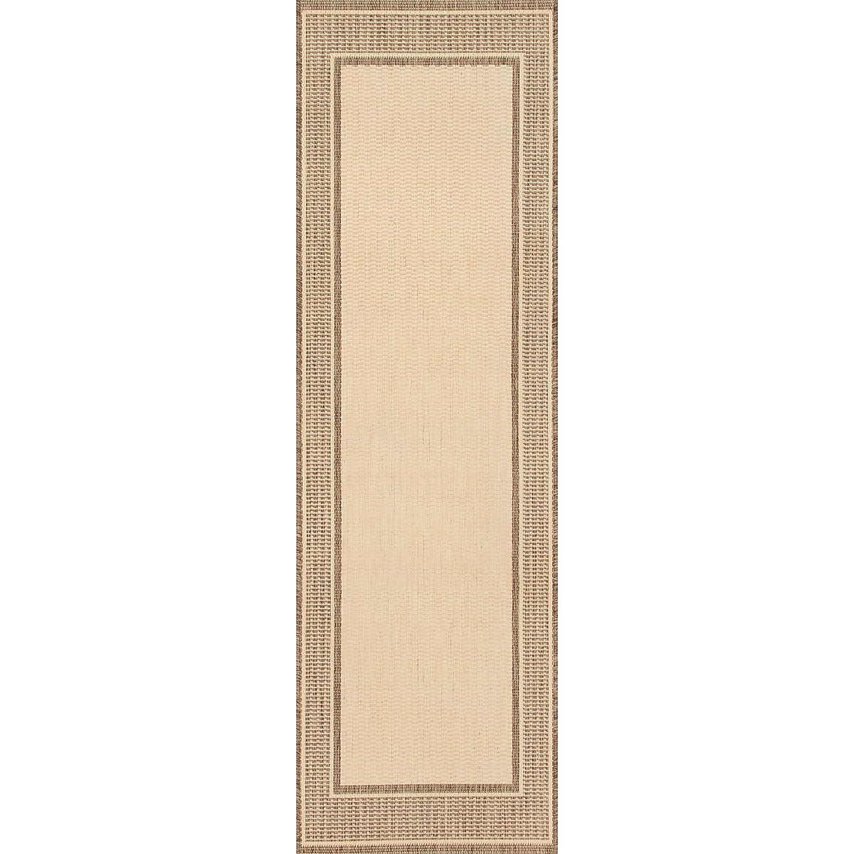 nuLOOM Gris Bordered 8 Square Indoor/Outdoor Area Rug for Living Room Patio Deck Front Porch Kitchen, Beige/Tans