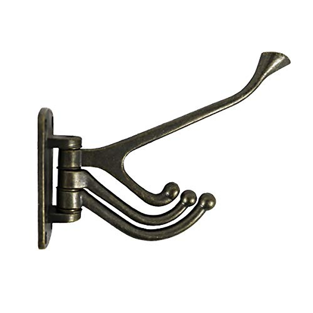 3GO 30GO 2-Pack Rustic Swivel Hooks, Wall-Mounted Multifunctional Coat and Robe Hooks with Screws, Antique Decorative Hangers for Home Decor, Foldable Design