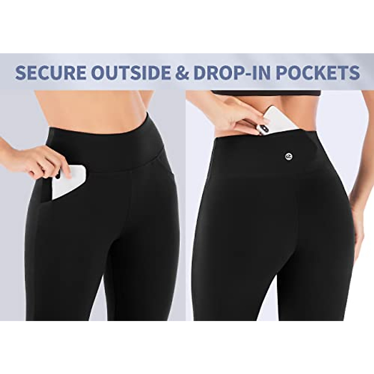 Ewedoos Yoga Pants with Pockets for Women Flare Yoga Pants Women Bootcut High Waisted Work Pants with 3 Pockets Workout Black