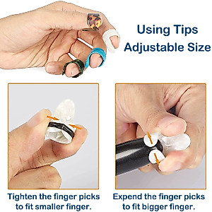 KEWAYO 15 Pieces Steel Finger Picks Set, Including Stainless Steel Finger Picks and Thumb Picks, Metal Finger Picks Adjustable Bass Finger Picks for Guitar, Banjos, Instruments (Stylish Style)