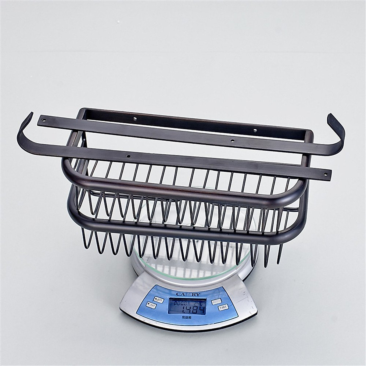 Weirun Bathroom Brass Square 2-Tier Corner Shelf Basket with Towel Hook Bath Shower Caddy Storage Organizer Holder Rack Heavy Duty Wall Mounted,Oil Rubbed Bronze