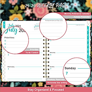 2024-2025 Planner - Planner 2024-2025, July 2024 - June 2025, Weekly & Monthly Planner with Tabs, 6.37" x 8.46", Hardcover + Inner Pocket + Thick Paper - Colorful Flower