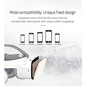 LONGLU VR Headset for iPhone & Android Phones, 3D Virtual Reality Wireless Bluetooth Glasses Goggles with Remote Controller for Play Game Watching Movie 4.7-6.2 inch Phone.