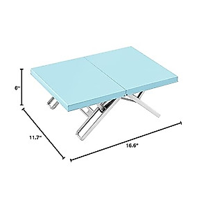 Maarch Small Beach Table for Sand Foldable, Plastic Folding Beach Tray Table, Portable Mini Low Picnic Camping Table, Light Blue
