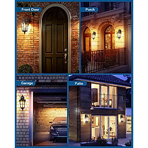 DEWENWILS Motion Sensor Outdoor Wall Lights Dusk to Dawn Exterior Light Fixture Wall Mount, Outdoor Porch Light with Water Ripple Glass, Wall Sconce Lantern for House Garage Patio