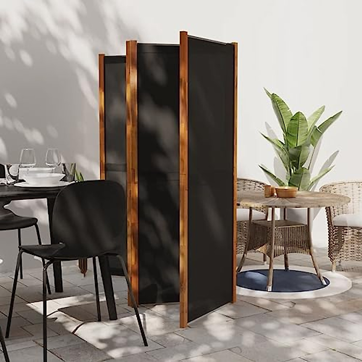 GOLINPEILO 4-Panel Room Divider,Folding Privacy Screen,Partition Room Dividers Separators, Freestanding Room Divider Screen for Home, Dorm, Office, Black 110.2"x70.9"