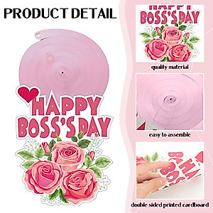 Harloon 39 Pcs Happy Boss's Day Hanging Decorations Include 3 No DIY Boss Day Banner 24 Lady Cutouts with 12 Hanging Swirls Pink Boss's Day Decor for Female Boss Best Boss Ever Party Decorations
