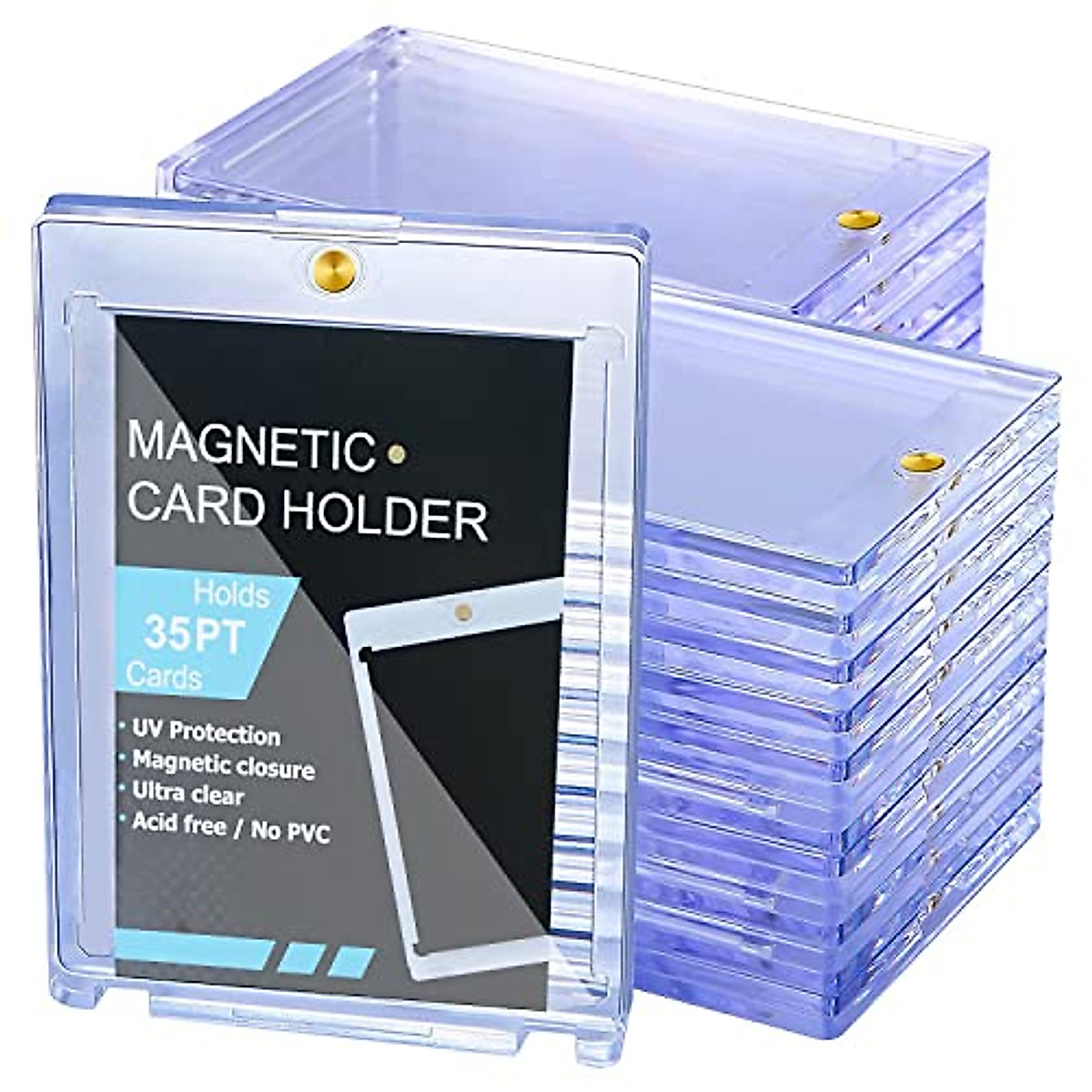 50ct Magnetic Card Holder 35pt, Card case Holder for Trading Cards，Card Protectors Hard Plastic, Card Sleeves Display case for Baseball Card Sports Cards