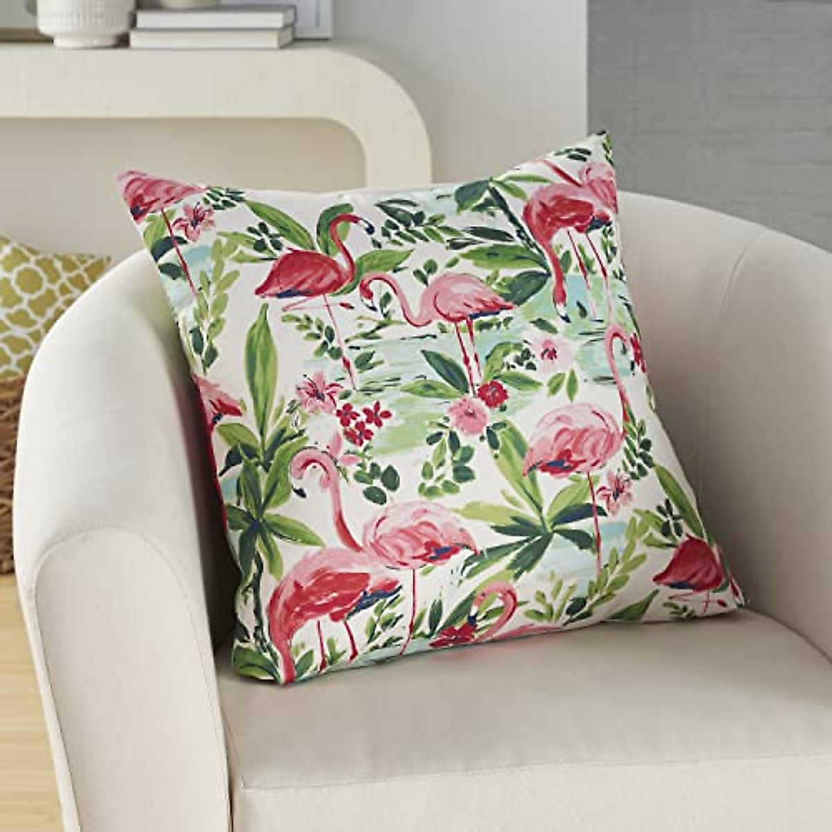 Waverly Pillows Flamingos Washable Indoor/Outdoor Multicolor 20" x 20" Throw Pillow
