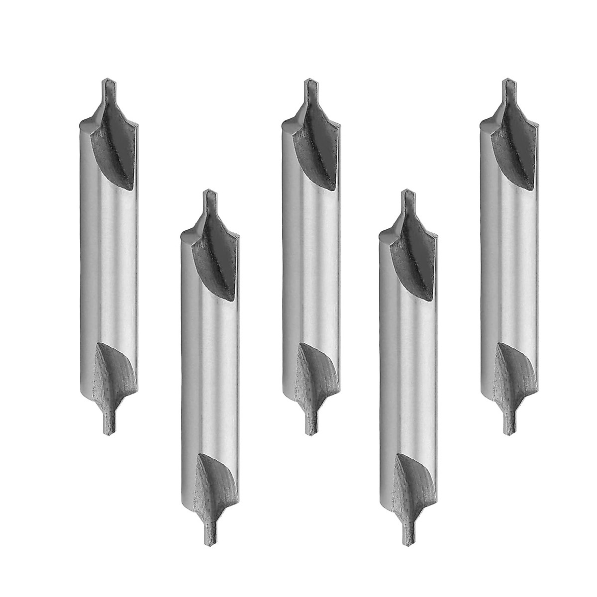 Auniwaig 5pcs 2mm x 8mm Center Drill Bits Combined Drill Countersink Lathe Mill Tool Set HSS-6542 60 Degree Combined Drills Plain Type B with Protective Cone