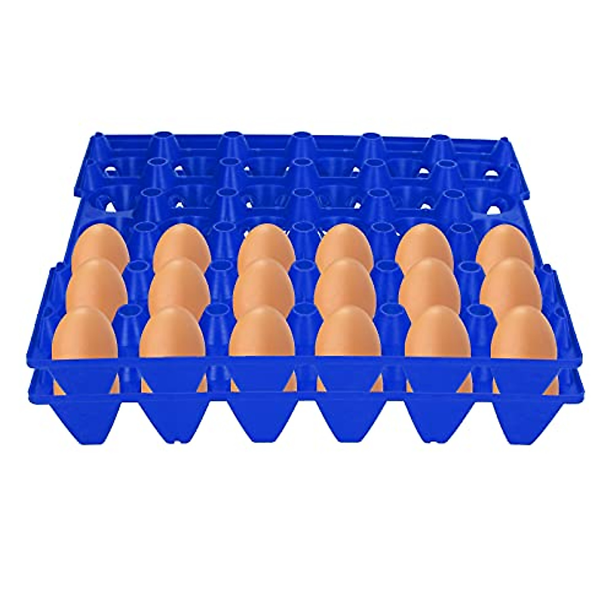 Egg Storage Tray, 30 Cell Egg Crates Plastic Reusable Stackable 5PCS for Hennery for Farm(blue)