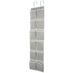GOMAJI Over the Door 12 Pocket Hanging Shoe Organizer, Gray
