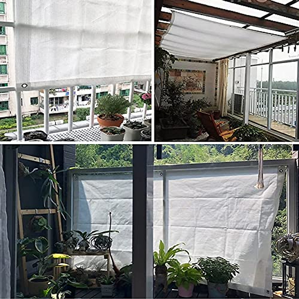 ALBN-Shading net Patio Shade Netting HDPE UV Protection with Eyelet Fits Outdoor Balcony Garden Plant Cover (Color : White, Size : 1x5m)