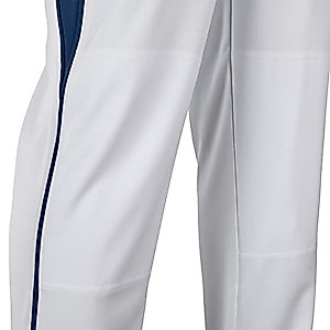 CHAMPRO Youth Triple Crown OB2 Open-Bottom Loose Fit Baseball Pants with Adjustable Inseam and Reinforced Sliding Areas , white,navy, Medium
