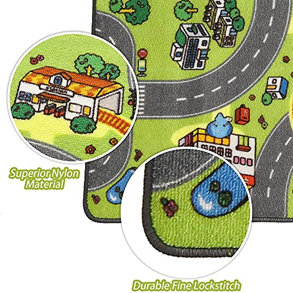 Maxsoft Kids Rug, Car Carpet Play Mat for Kids, City Road Rug for Boys Toddler, Children Educational Road Traffic System Playmat for Playroom Track Game Safe Area(3 x 5 Feet)