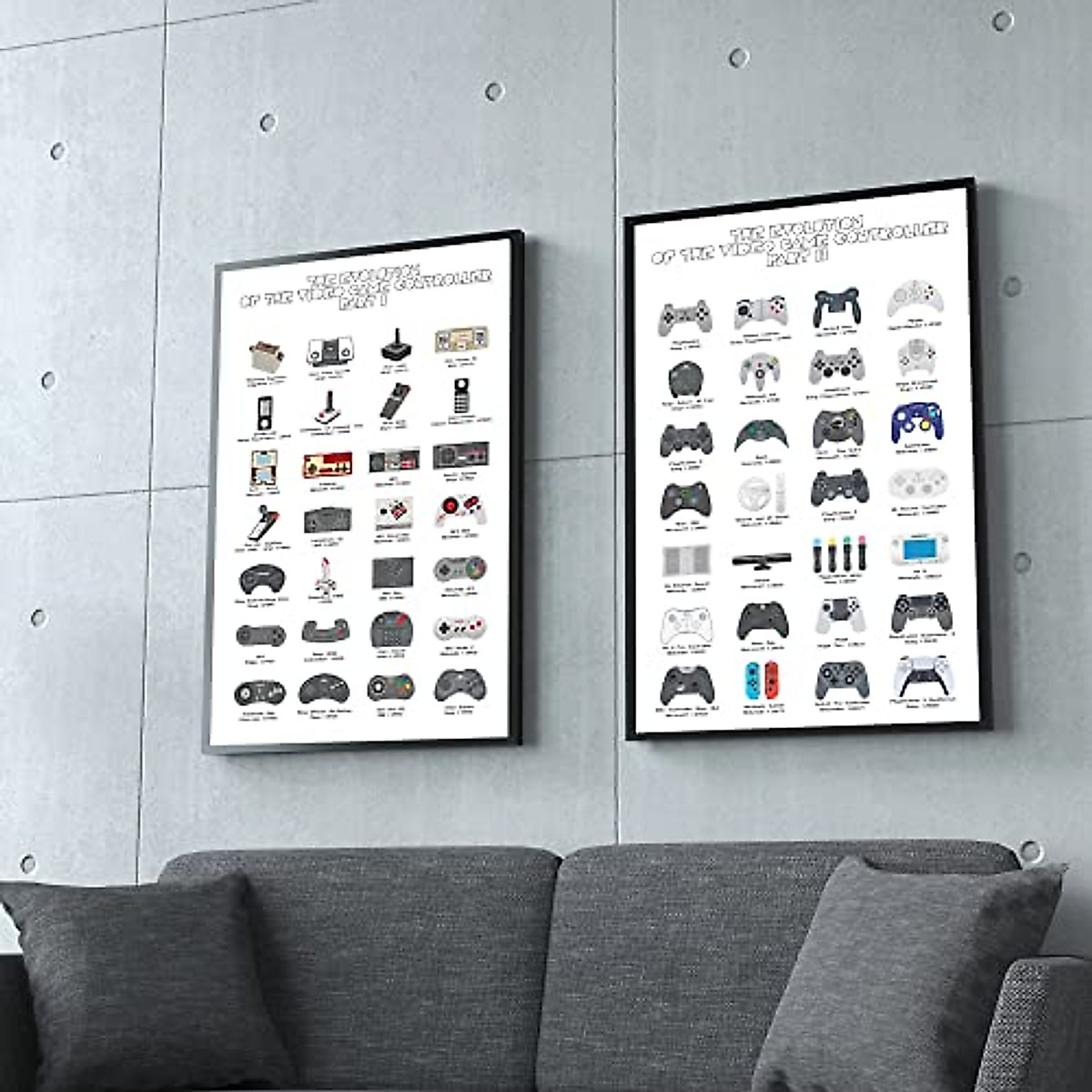 Retro Video Game Posters for Gaming Room Wall Decor. Evolution of Video Game Controllers Art Poster for Teen Bedroom Decorations. Nostalgic Gamer Artwork Cards for Boy. Cool 11x17 In Controller Print