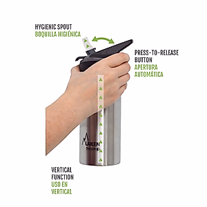 Laken Thermo Kids Vacuum Insulated Stainless Steel Leak Free Sports Water Bottle with Jannu Straw Cap, 17 oz, Green