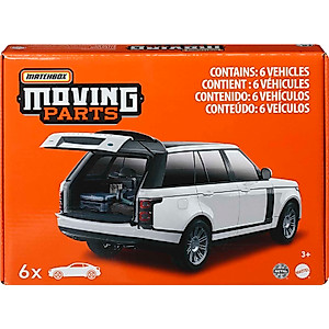Matchbox Moving Parts City Streets Multipack, Collection of 6 1:64 Scale Cars with Moving Doors, Trunk or Hood for Collectors & Kids 3 Years Old & Up