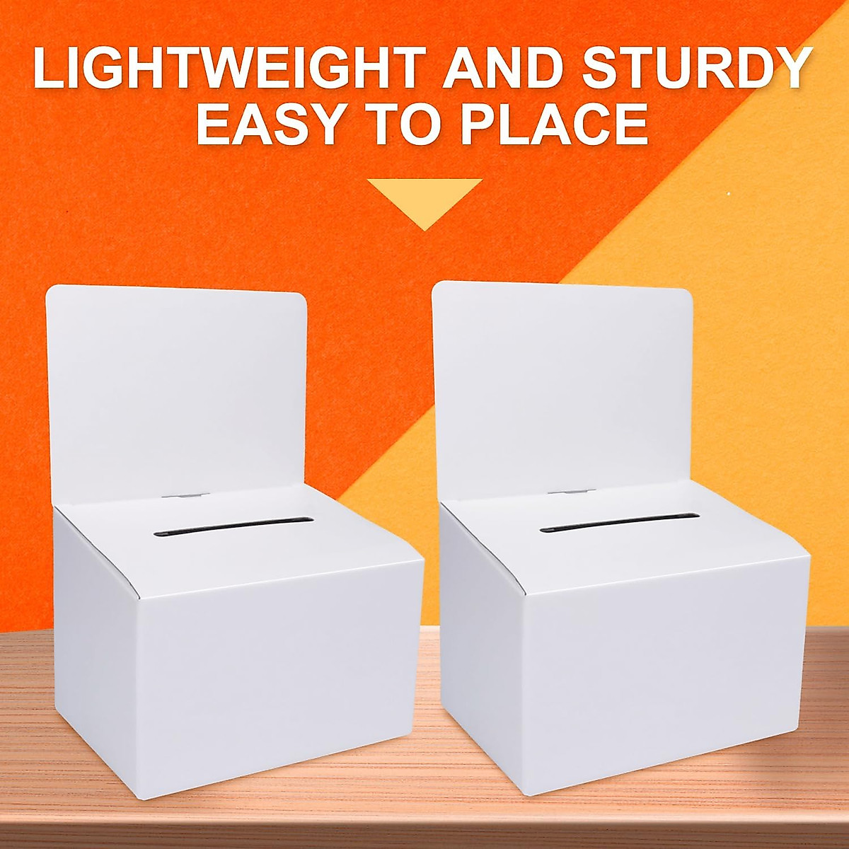GRAWUN suggestion boxes with slot,raffle ticket boxs,raffle donations boxs, suggestion boxes with removable header，for Collecting Card Tickets And Voting Contest (3 Pack，White)