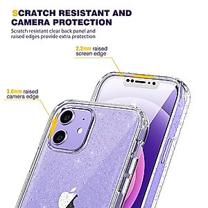 Diaclara iPhone 12 Mini Case - Full Body Rugged Case with Built-in Touch Sensitive Screen Protector, Soft TPU Bumper for iPhone 12 Mini 5.4" (Clear Glitter)