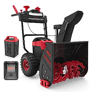 PowerSmart Snow Blower - 80V 6.0Ah, 24Inch Cordless Snow Thrower, 2-Stage Snow Blower with Battery and Charger