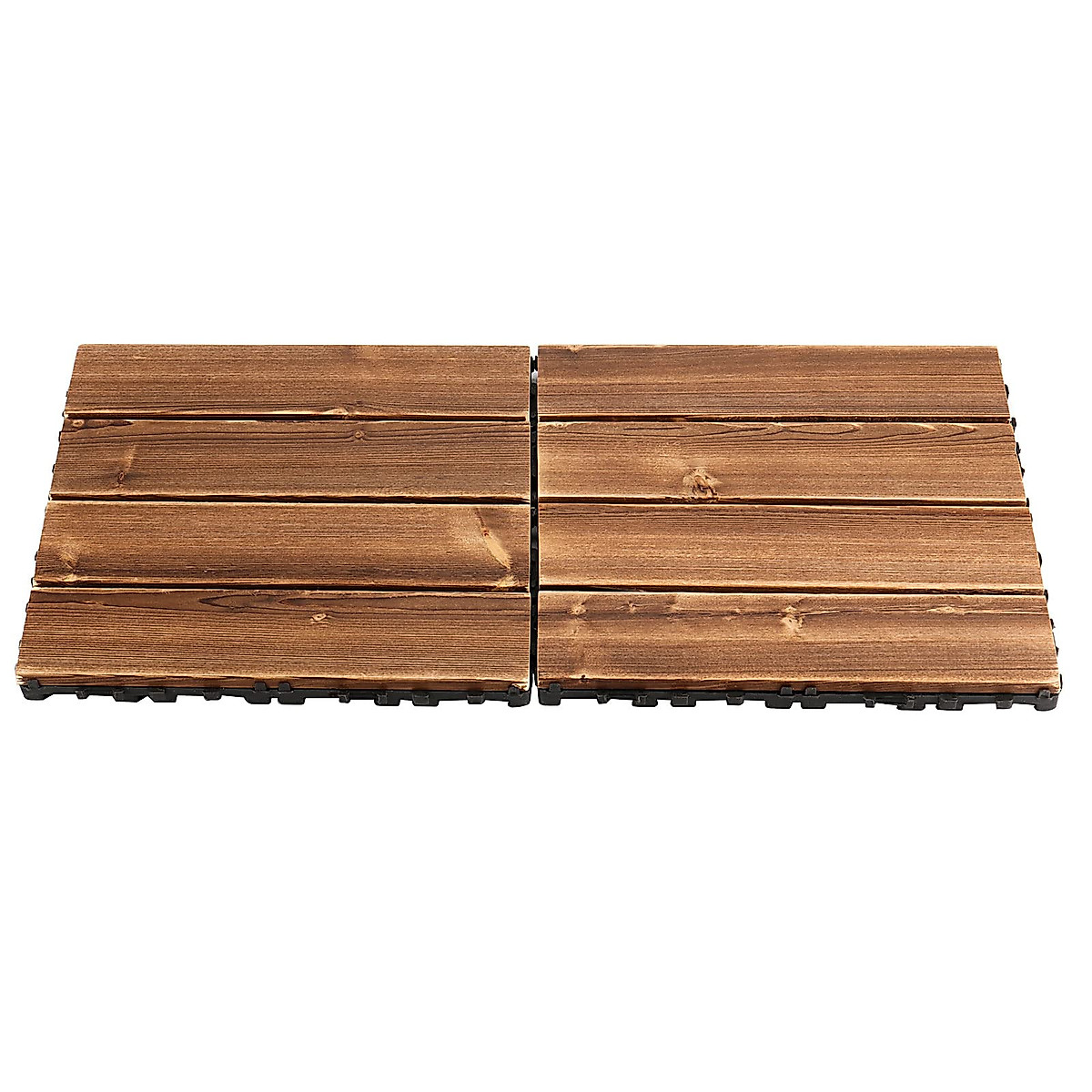 SEUNMUK 7 Pack Interlocking Flooring Tiles Patio Wood Deck Tiles, 12 x 12 Inch Wood Plastic Composite Tiles Outdoor Interlocking Tiles for Indoor Outdoor Patio Garden Deck Poolside Brown, Waterproof