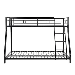 Neylory Metal Bunk Bed Twin Over Full Heavy Duty Bunk Beds with Guardrails and Built-in Ladders Industrial Steel Bunkbed Frame for Boy Girl Kid Teens(Full over Twin)