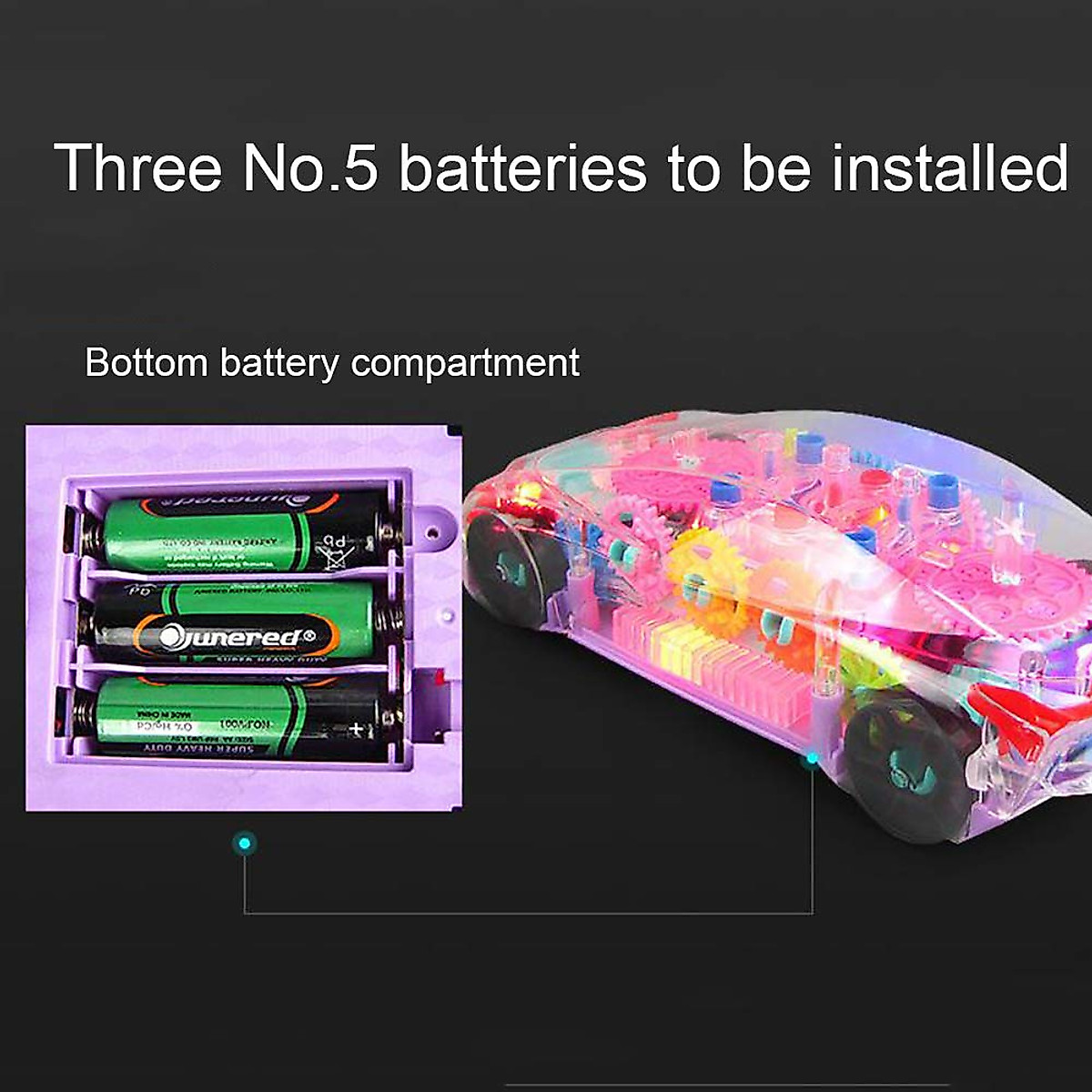 New Concept Transparent Mechanical Gear Toy Musical Car,Early Educational Learning Race Cars,Baby Car Toy with Automatic Steering,Universal Driving Color Lights Flashing Electric Toddler Car