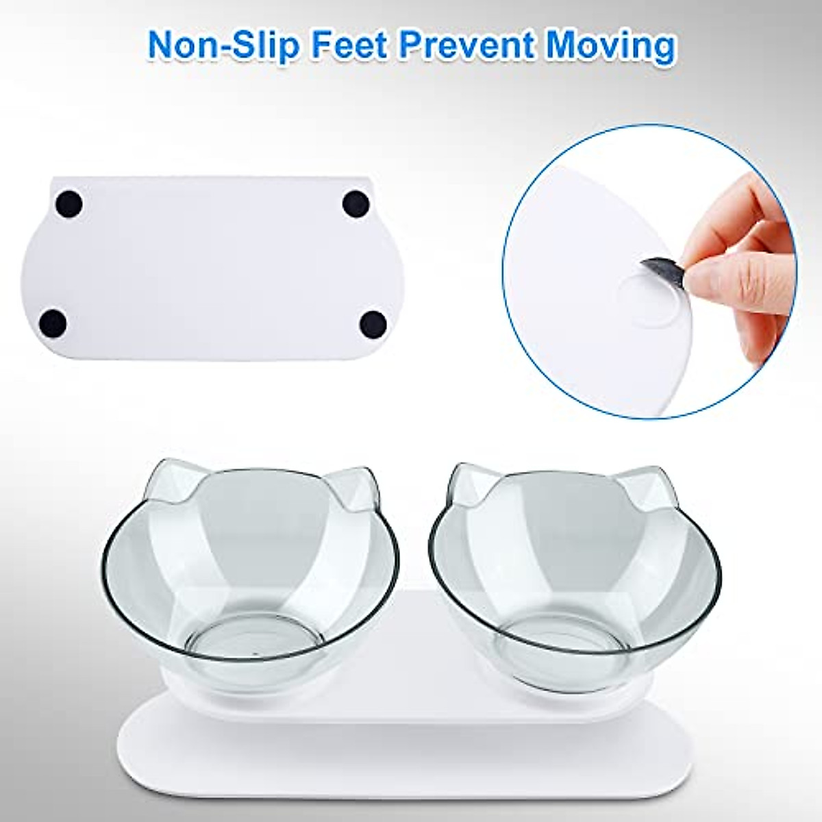 Double Cat Bowl with Raised Stand Pet Food Bowl Perfect for Cats and Small Dogs