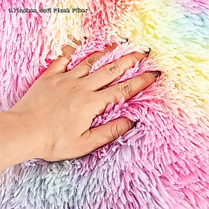 Storage Bean Bag Chairs Cover NO Filler Bean Bag Cover Living Room Furniture 31x20 Inch Soft Washable Plush Fiber Adult Bean Bag Bed Fuzzy Love Sack Beanbag Cover NO Filling Rainbow