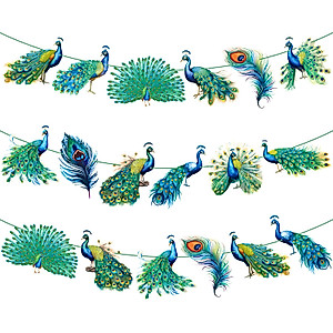 Peacock Party Banner Peacock Birthday Party Decorations Peacock Cutout Banner Peacock Birthday Party Supplies for Zoo Bird Theme Baby Shower Supplies