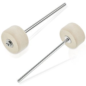 2 Pieces White Felt Bass Drum Beater Set, Kick Drum Foot Pedal Beater Drum Accessories Parts for Kick Drum Pedal
