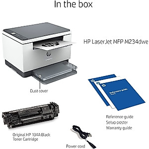 HP Laserjet MFP M234dwe All-in-One Wireless Monochrome Laser Printer, Print Scan Copy - 30 ppm, Up to 600 x 600 dpi, 8.5" x 14", Auto Duplex Printing, Bluetooth, Ethernet, Gray, Cbmou Printer_Cable