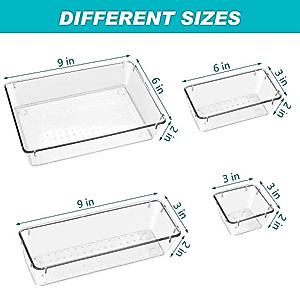 25 Piece - Non-Slip Drawer Organizer Bin Set- Clear bins