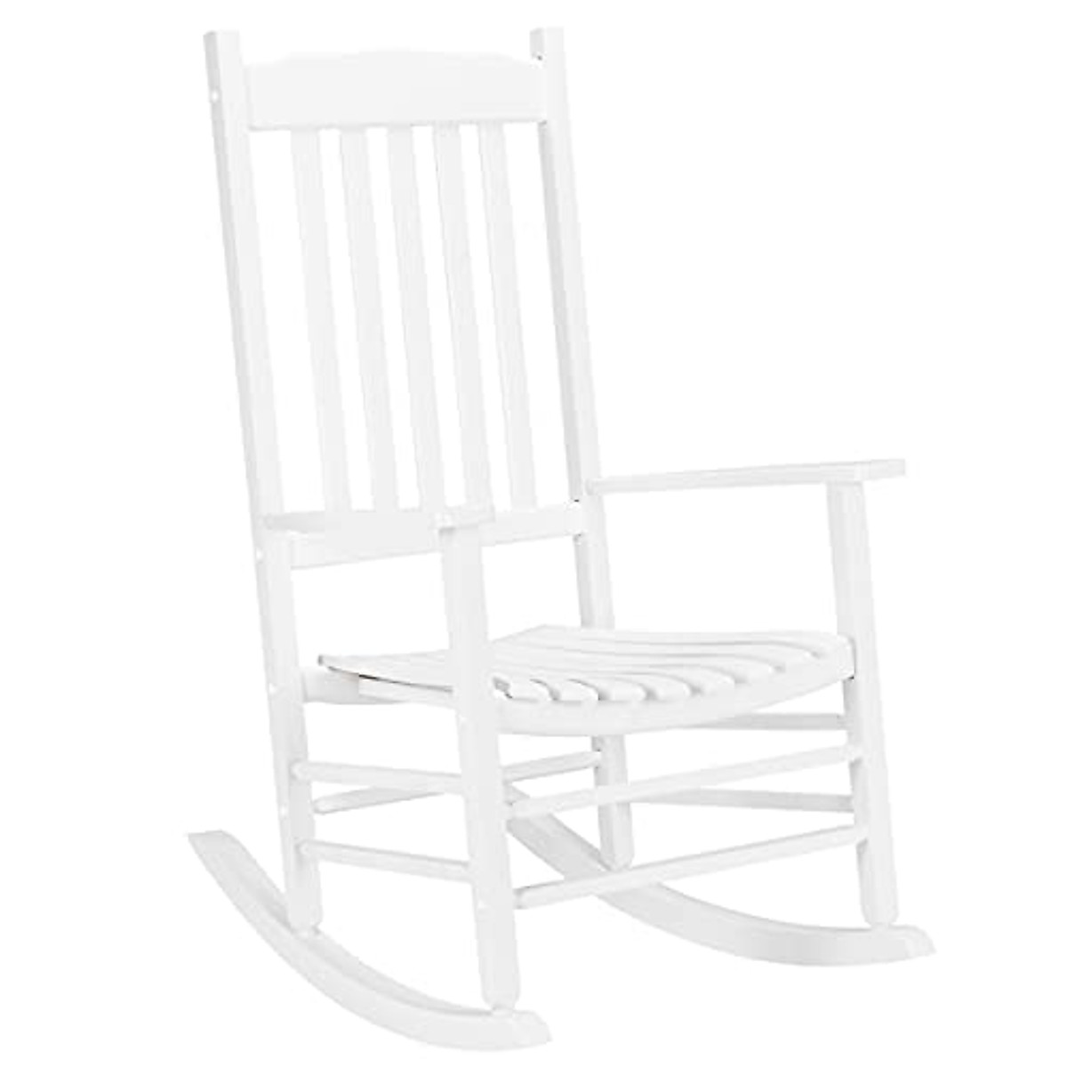 Oak White Outdoor Rocking Chair Patio Wooden Rocker Bistro Rocking Outdoor Balcony Backyard Chair Outdoor & Indoor Rocker Chair for Garden, Patio, Balcony, Backyard Porch Rocker 68.5X86X115CM