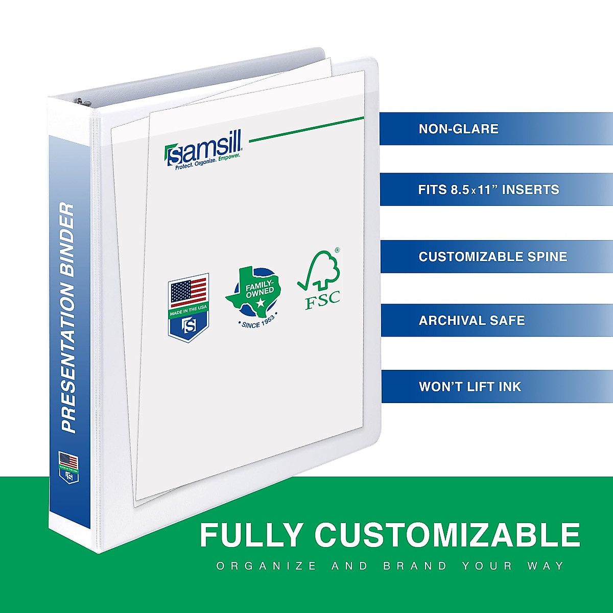 Samsill 1.5 Inch 3 Ring Binders, Made in USA, Economy Round Ring, Clear View Cover, 325 Sheet Capacity - for School, Home, Office - White, 4 Pack