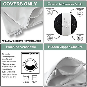 RSH DECOR: Sunbrella Pillow Covers Set of 4 | Covers Only - 24" x 24" | Outdoor Pillow Covers Crafted with Sunbrella Performance Fabric | Canvas White